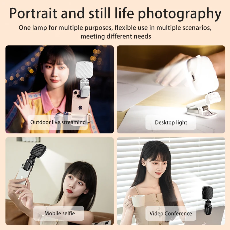 Rechargeable Selfie Light D1 Clip Fill Light for Phone Laptop Tablet Portable Light for Video ...