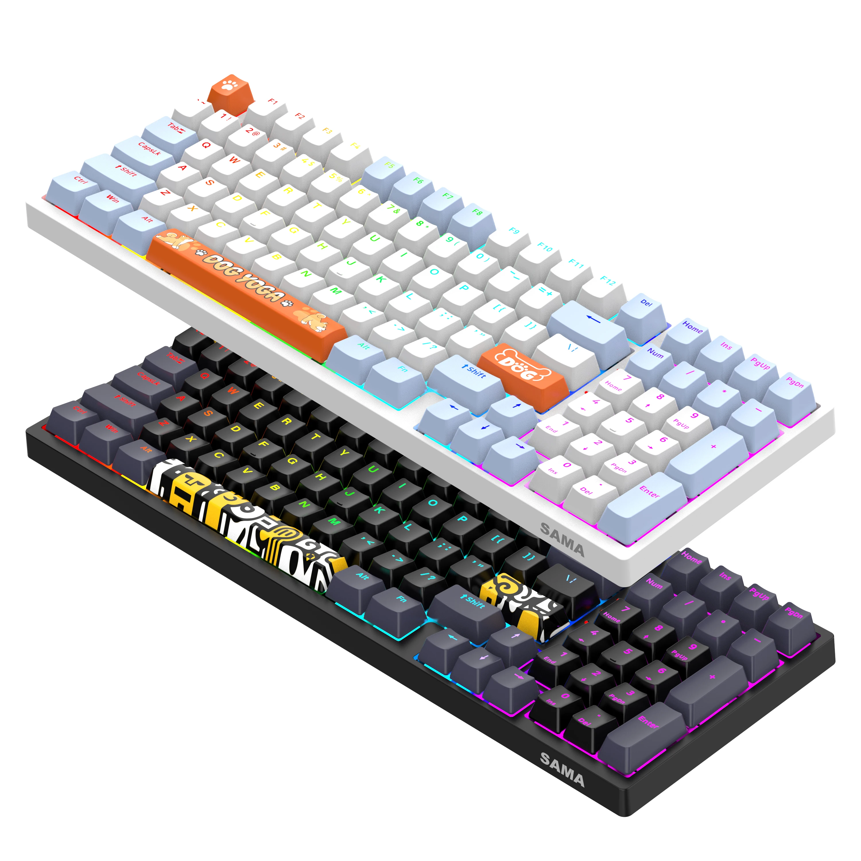 SAMA Triple Keycaps Wired Mechanical PC Gaming Keyboard 98-key Layout ...