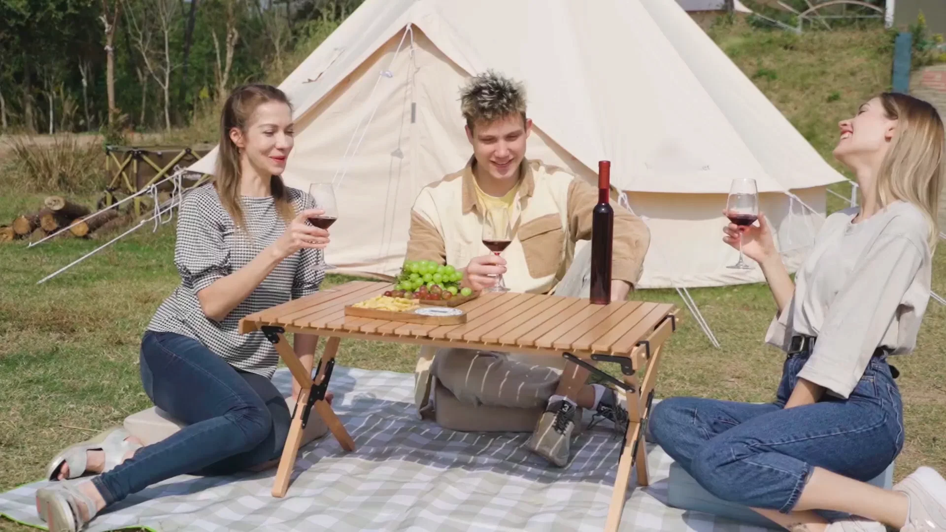 All-purpose 4ft Folding Camping Table Adjustable Height Beach Picnic ...