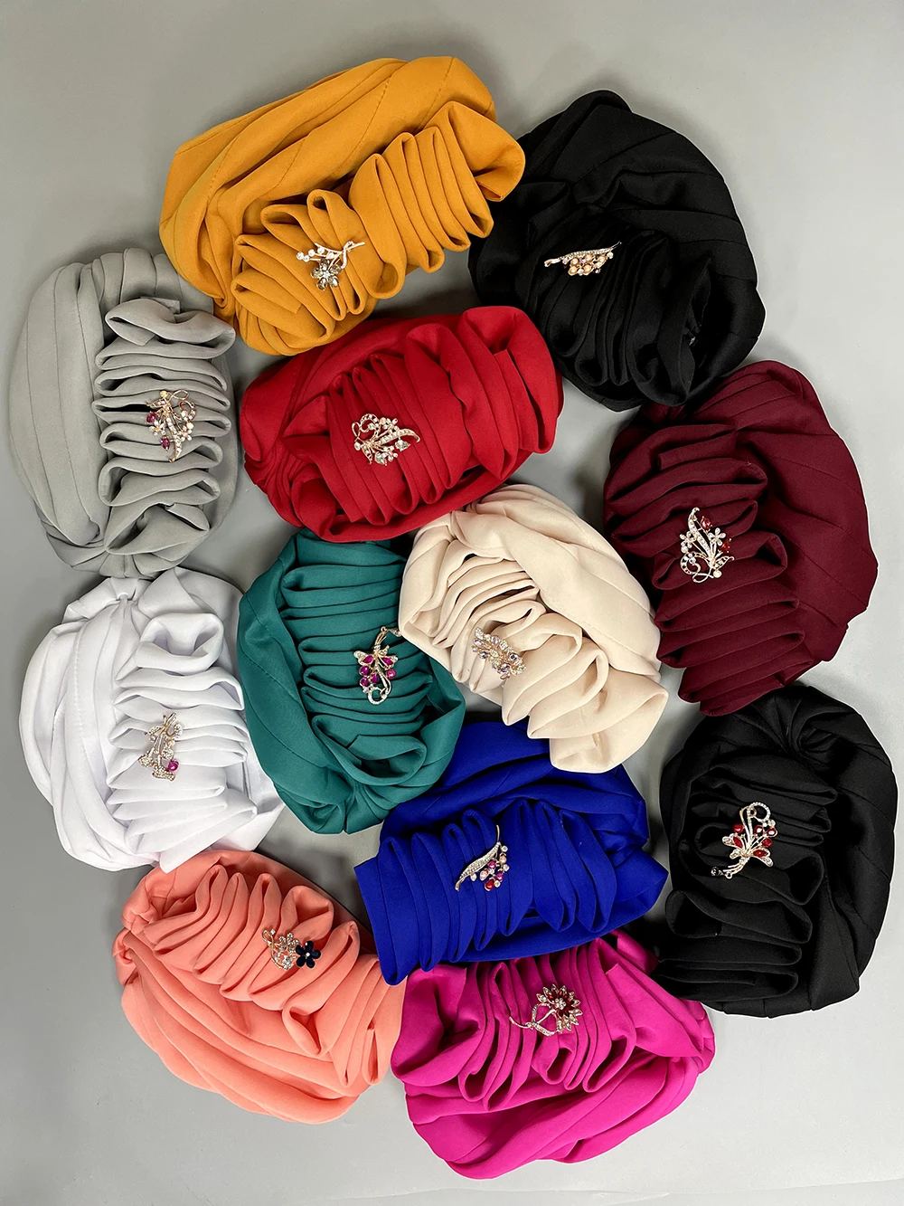 Mh-1129 2024 New Design Female Fashion Plain Space Cotton Turban ...