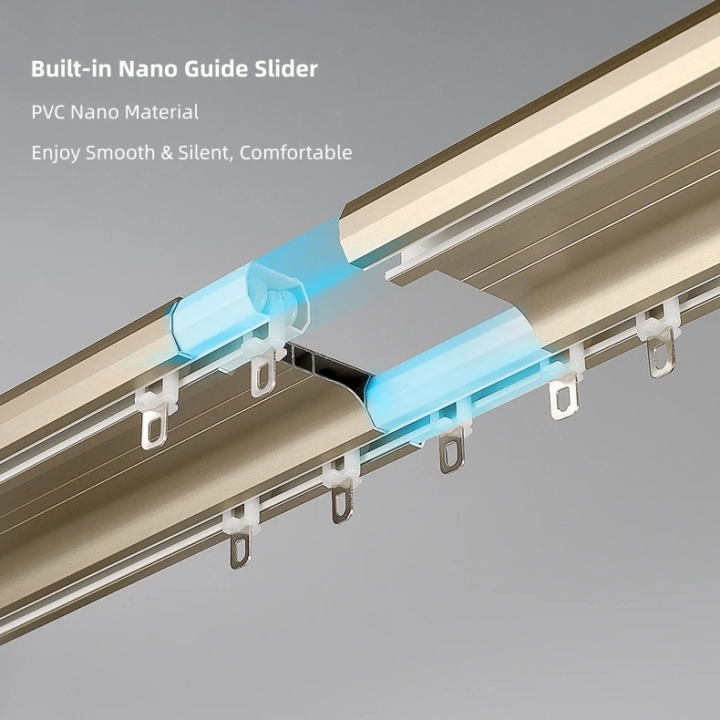 Heavy Duty Aluminum Conjoined Double Ceiling Curtain Rail For Interior ...