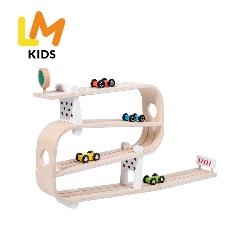 LM KIDS Wooden Ramp Racer Car Race Track wooden toys Car Ramp Race Set ...