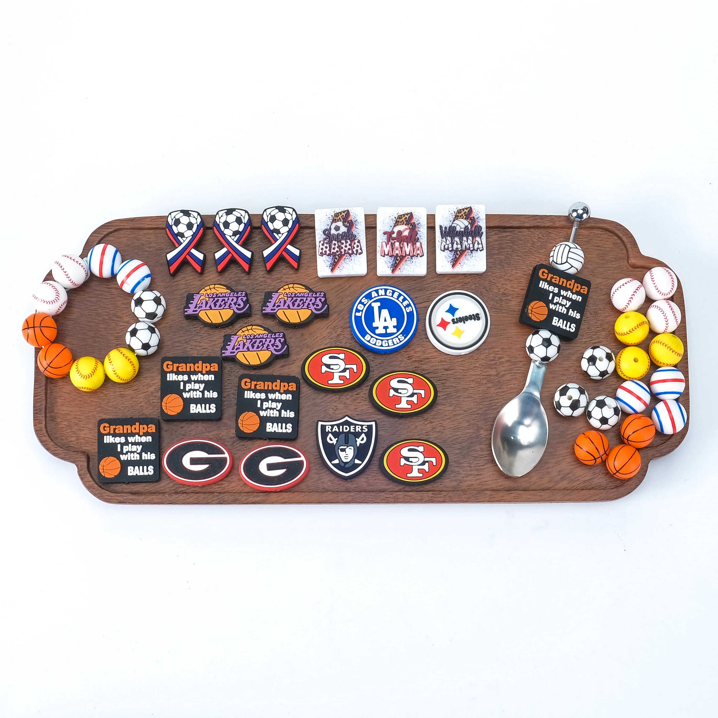 Bulk Football Team Focal Silicon Bead Bead Charms Silicone For Beadable ...