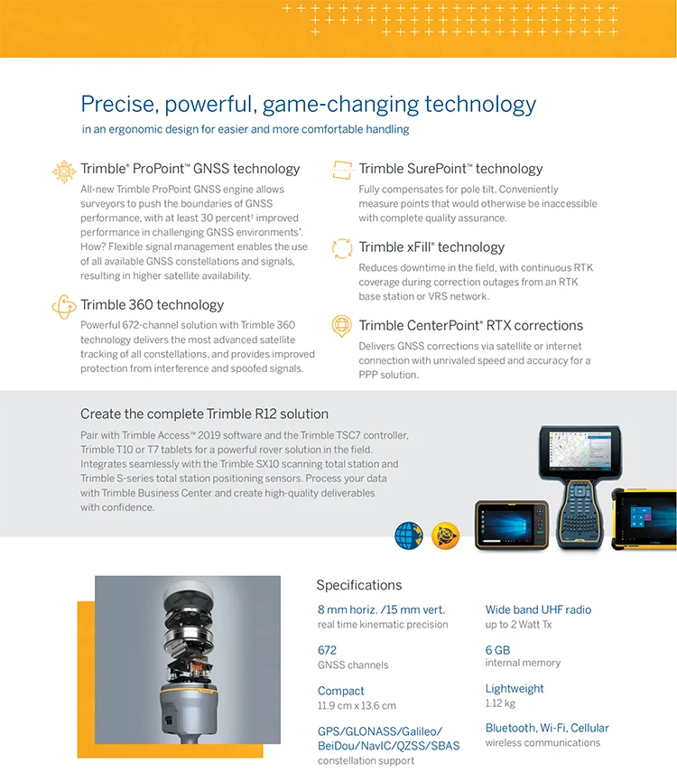 Trimble GPS R12 GNSS RTK - Precision and Reliability