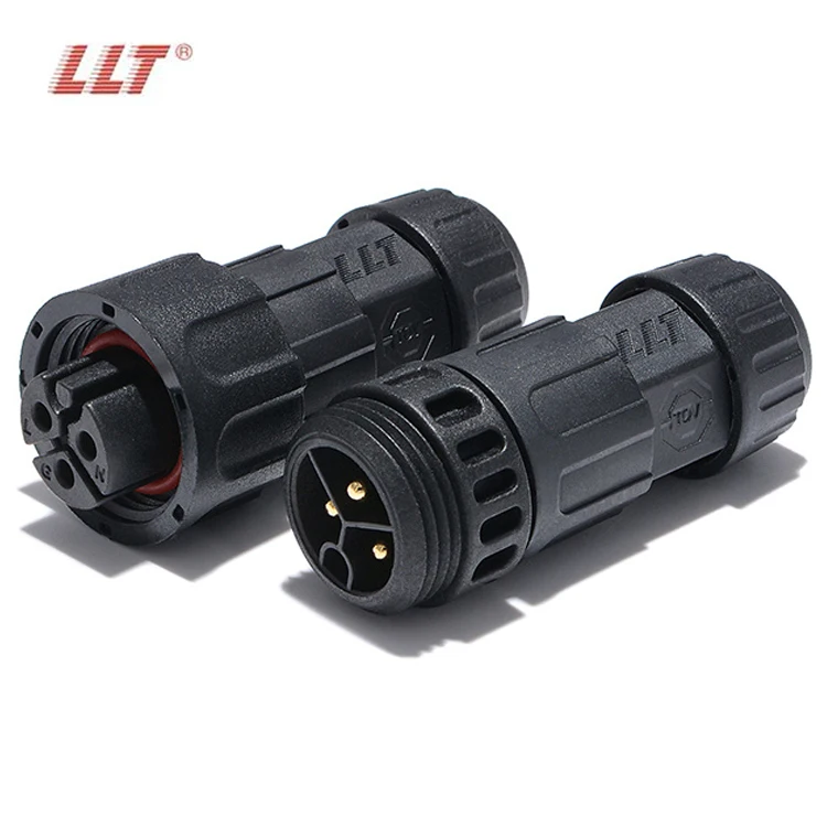 LLT OEM/ODM 600V 20A M19 Threaded 3 Core Assembled Waterproof Connector ...