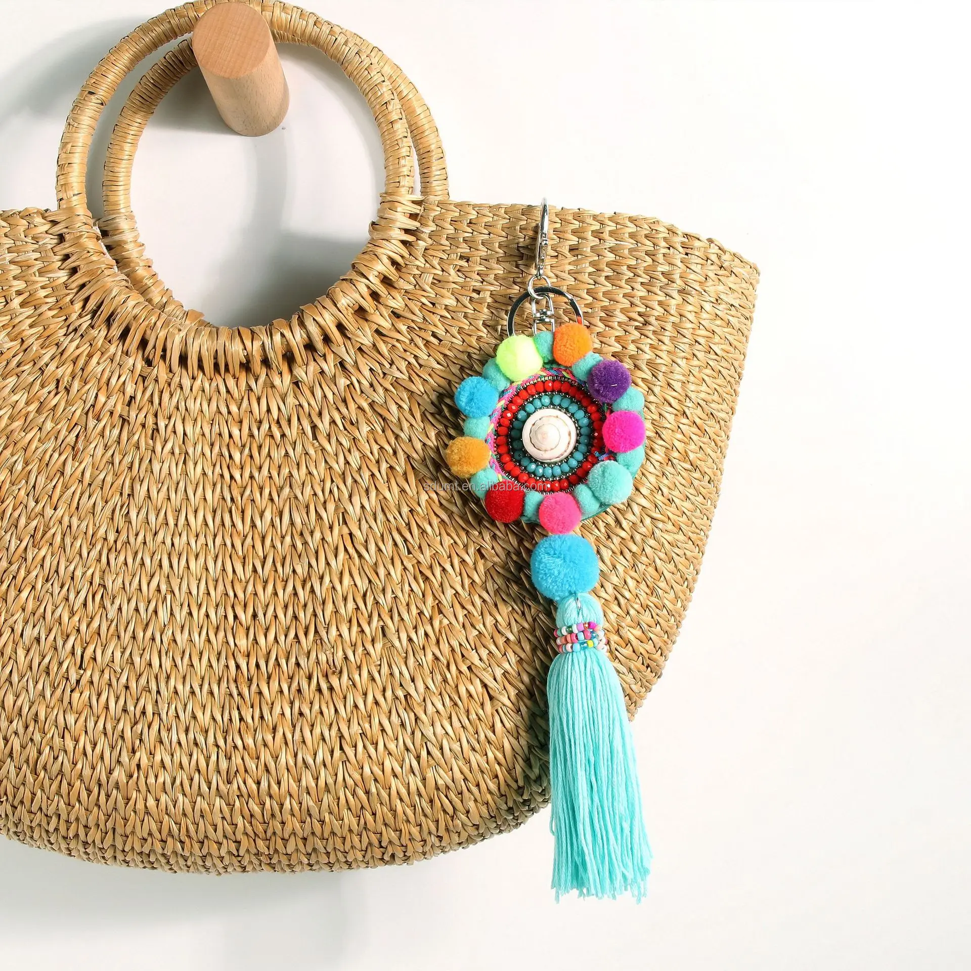 Wholesale Key Ring Muti-colors Large Cotton Flower Tassels Clothing ...