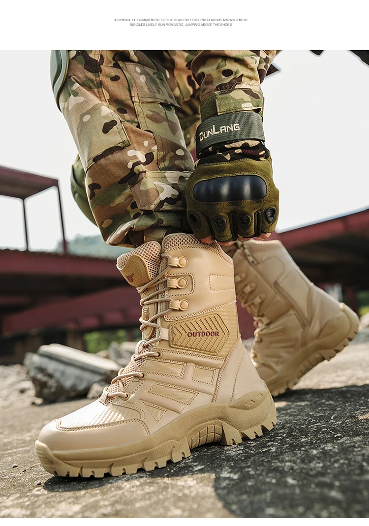Men's Leather Motorcycle Hiking Boots Outdoor Jungle High Ankle Delta ...