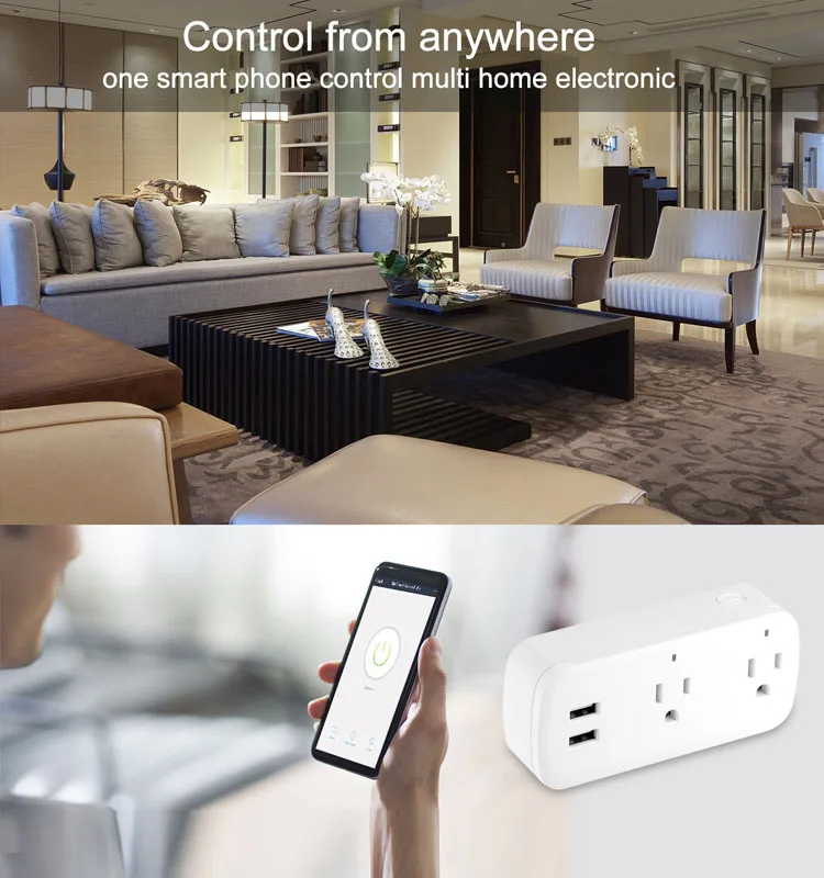 Us Tuya Wifi Extension Smart Plug 2 Ubs Charging Empty 16a Standard ...
