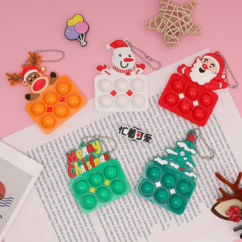 Mini Pop Keychain Fidget Poppers Christmas Push Itting Pop Bubble ...