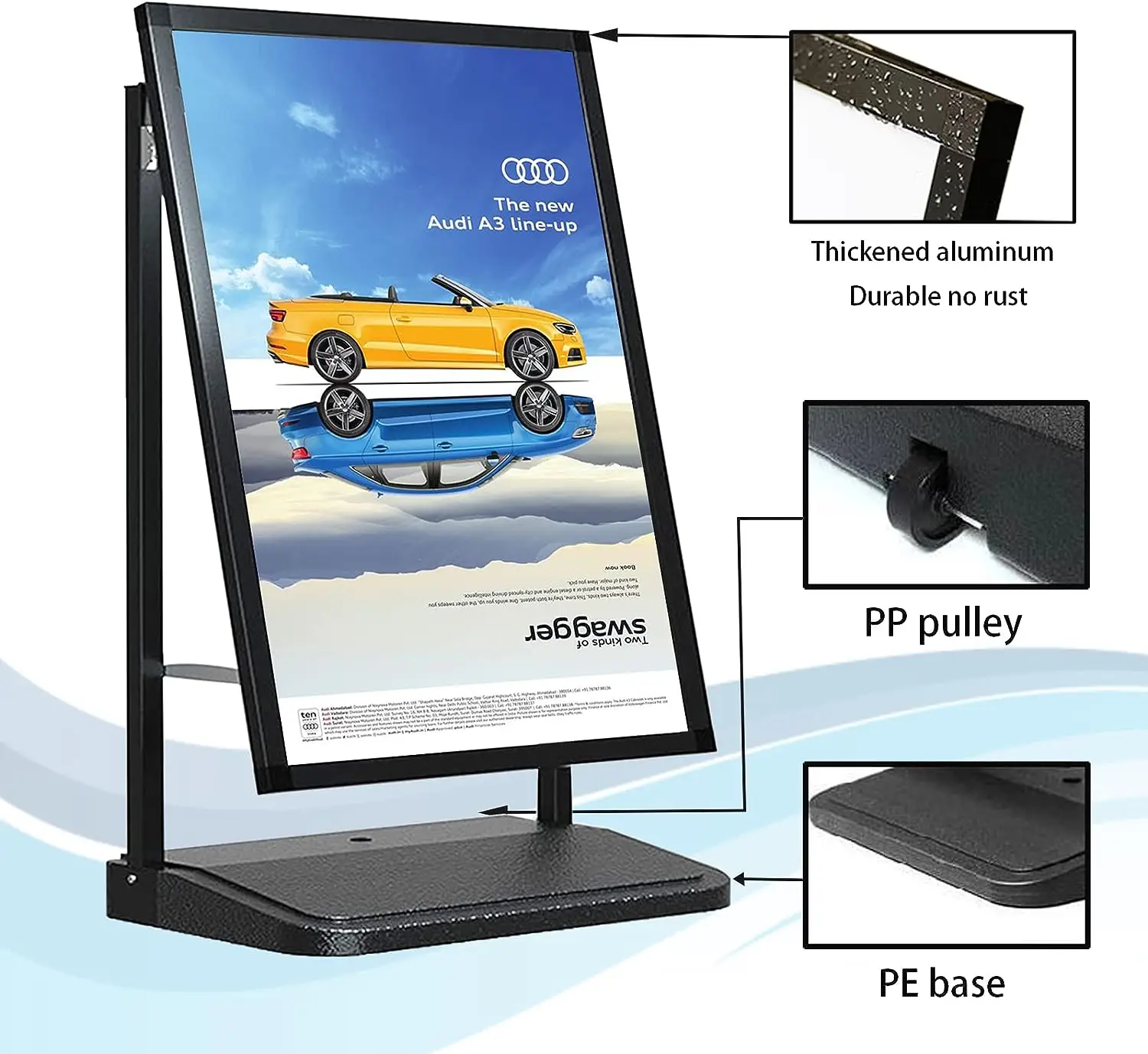 Heavy-Duty Outdoor Banner Stand Windproof Sign Poster Holder With Water ...