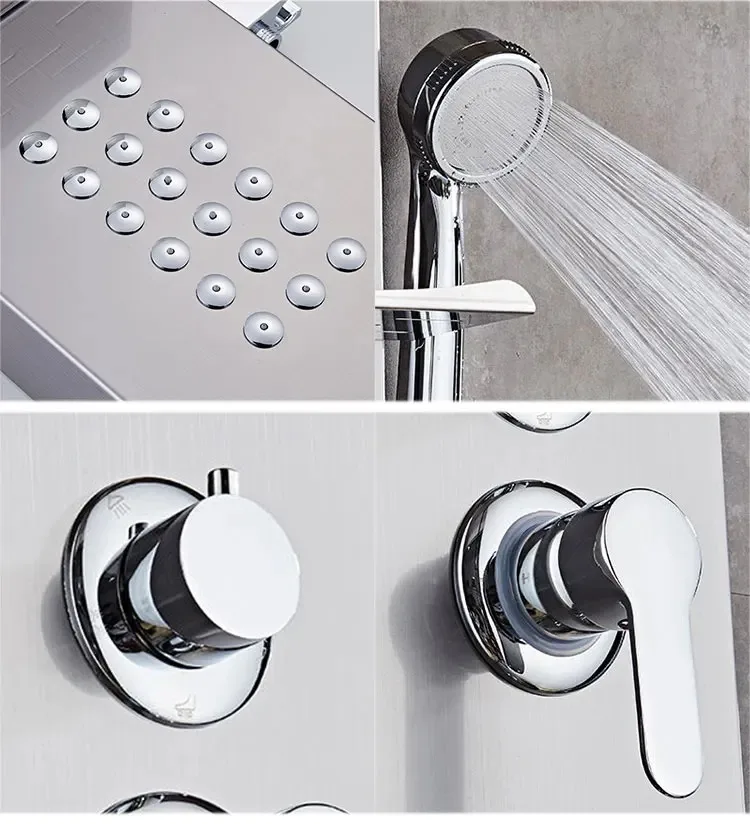 Stainless Steel Wall Mounted LED Waterfall Shower Plate System