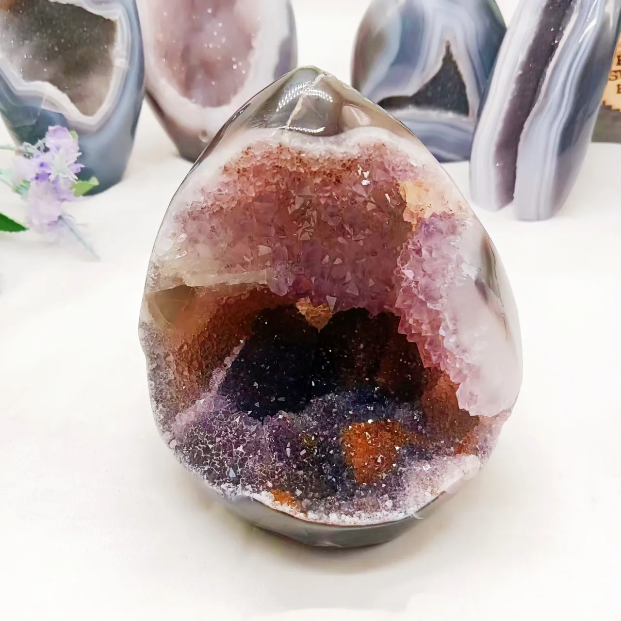 Natural Folk Crafts Druzy Agate Geode Freedom Crystal Agate Carving for ...