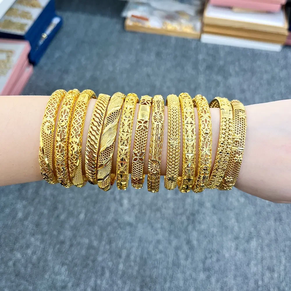 Jxx Wholesale Saudi Arabic Dubai Bride Wedding Bangles 24k Gold Plated ...