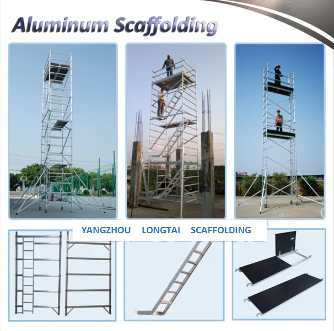 7M Cheap Price Movable Wheeled Aluminum Ladder Scaffolding Tower for ...