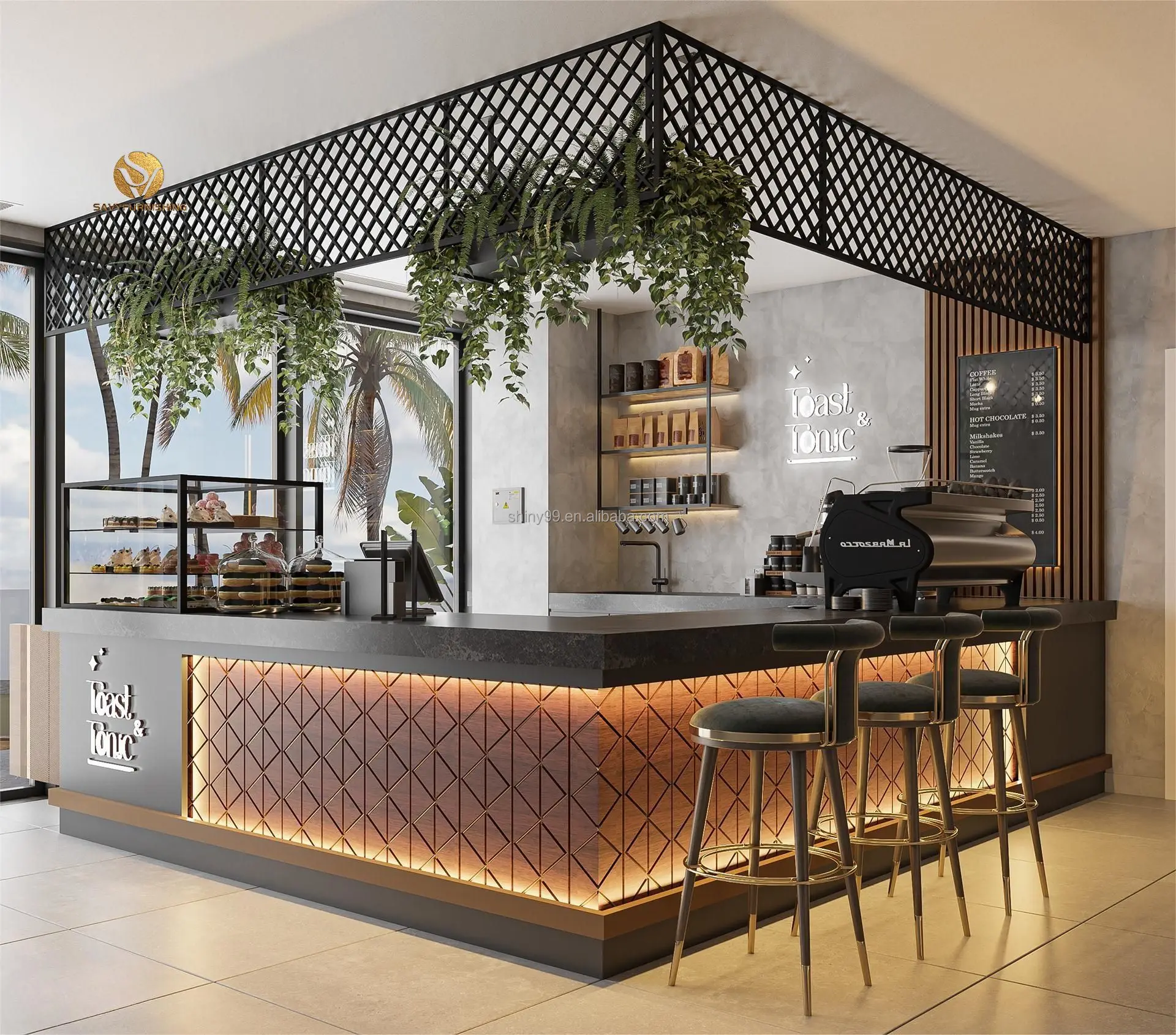 Custom Made Coffee Kiosk Pastry Display Counter Bakery Shop Counter ...