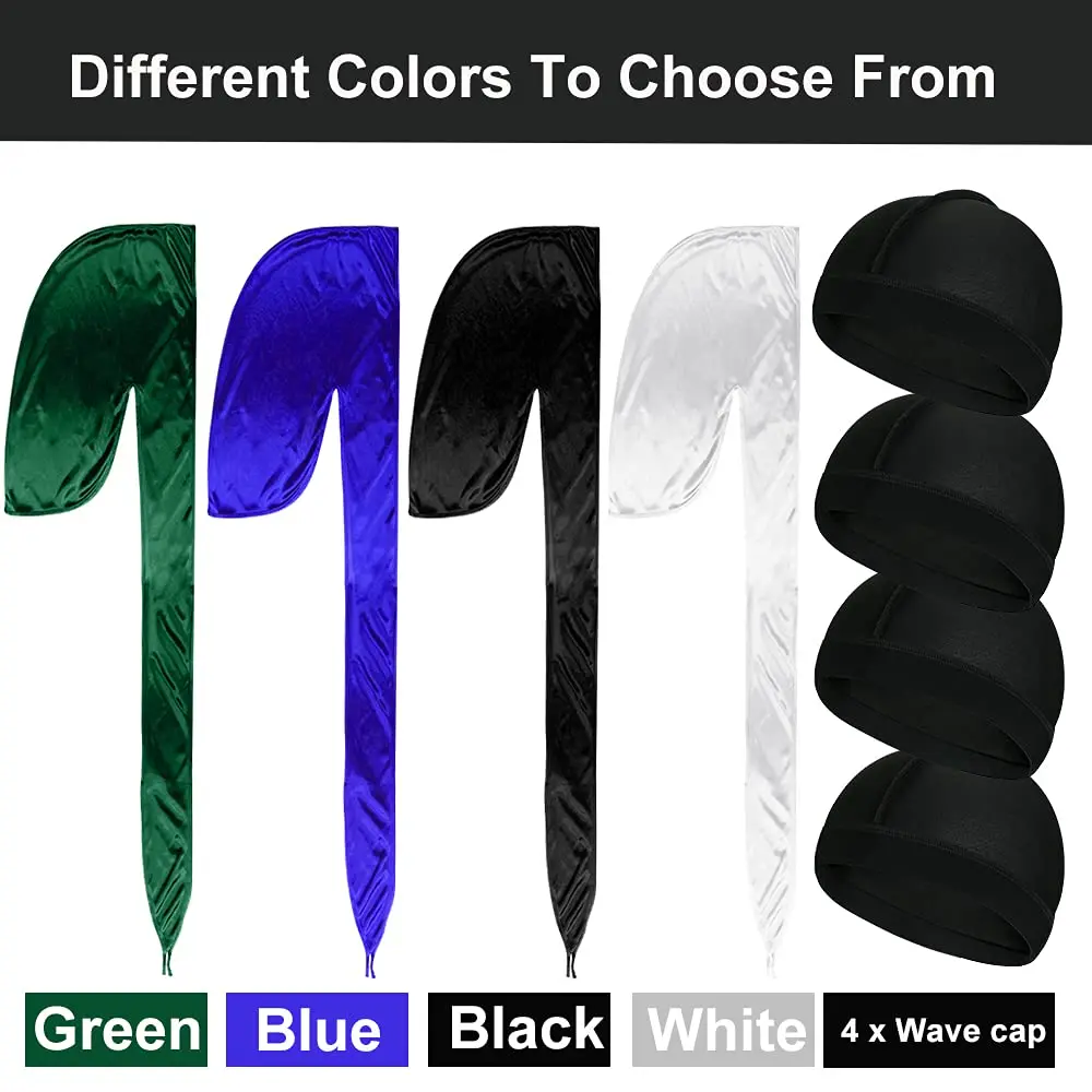Custom Printed Extra Long-Tail Head Wraps Doo Rag Designer Silk Durag ...