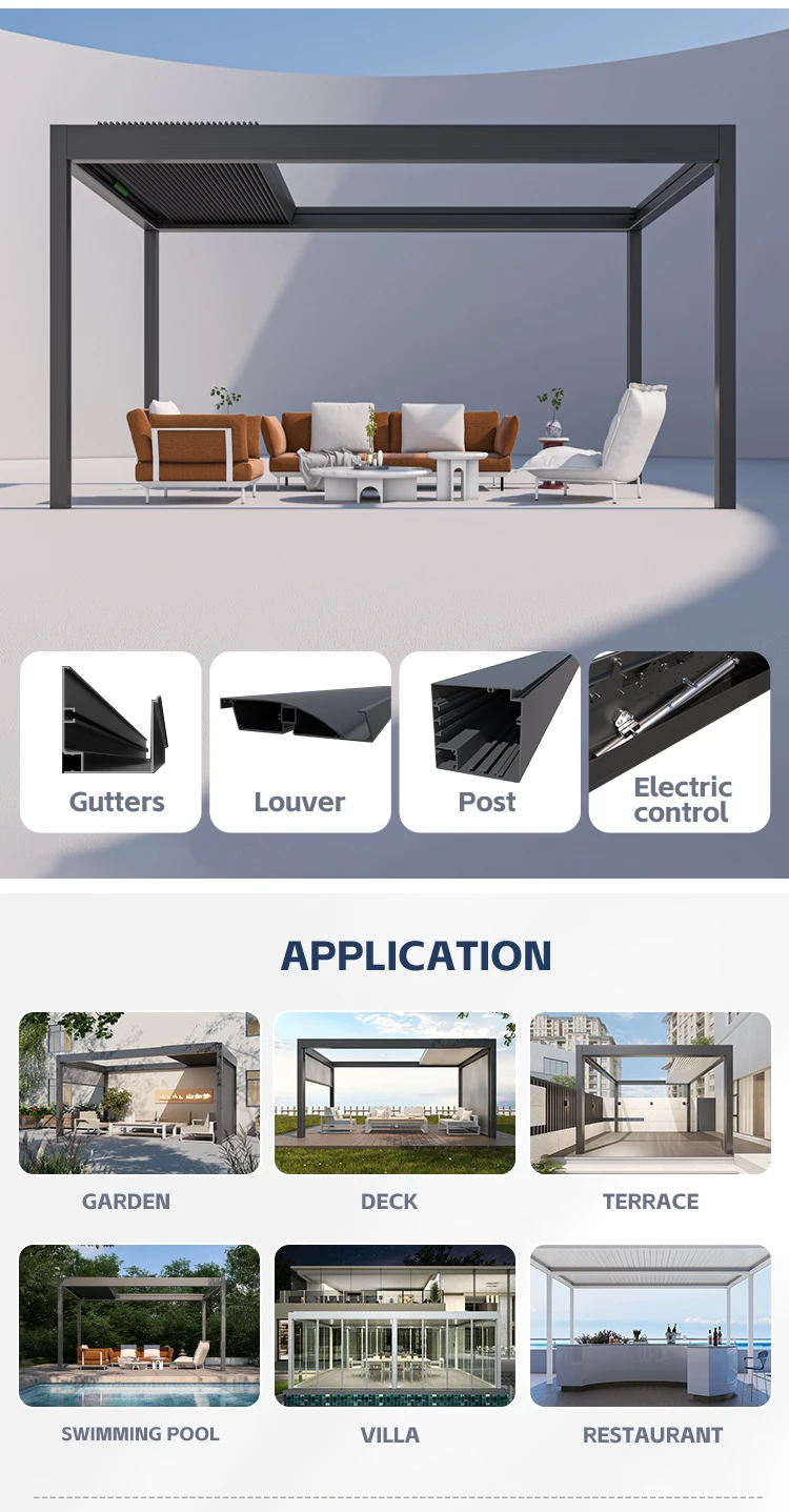 Custom Made Aluminum Pergola Outdoor Canopy Terrace Roof Panel with ...