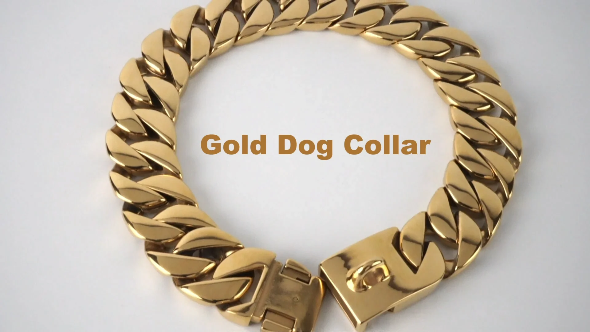 Customized Pitbull 32mm Cuban Link Chain Gold Stainless Steel Metal Dog ...