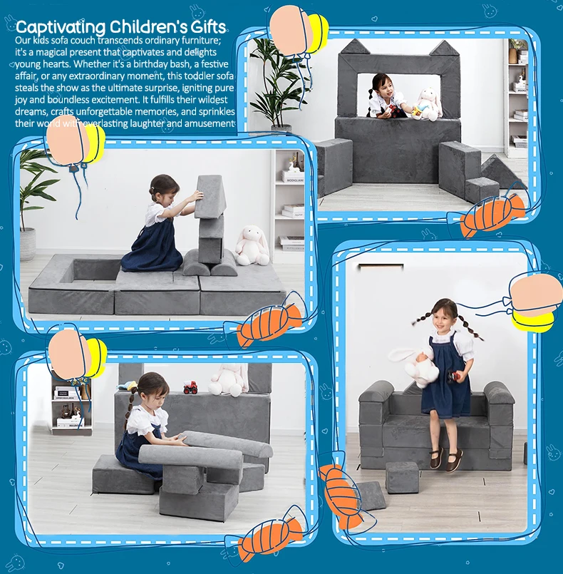 Modern Modular Kids Play Couch Sectional Sofa for Toddlers for Living ...