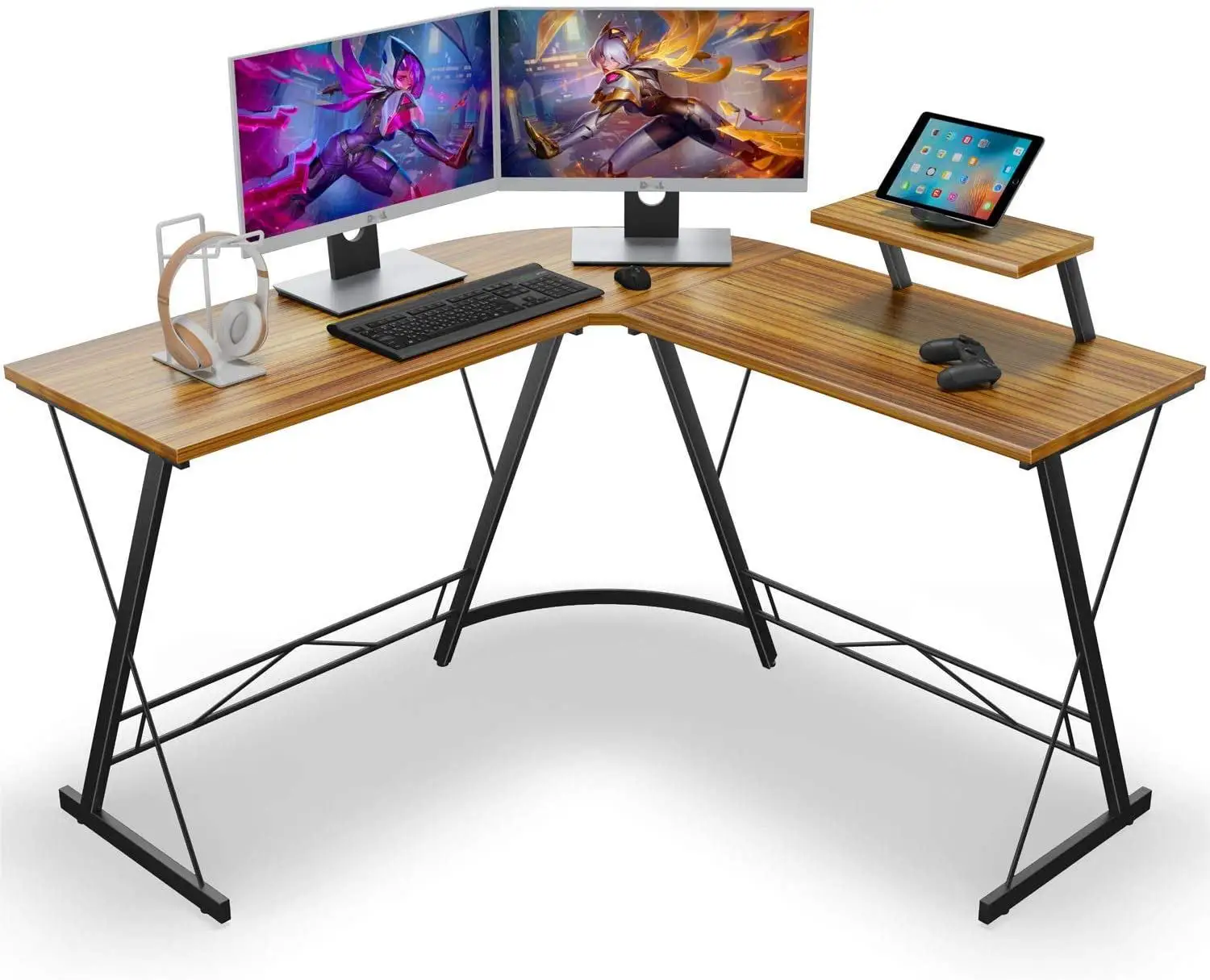 Simple Computer Table Steel Wood Structure Office Executive L Shaped ...