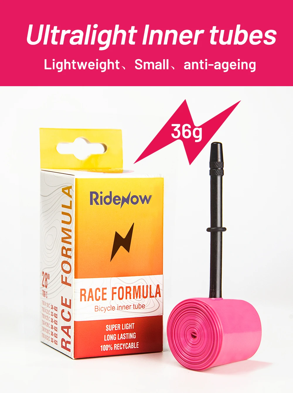 Ridenow Ultralight Bike Inner Tube 700c Road Mtb Bicycle Tpu Material Tire 65mm Length French ...