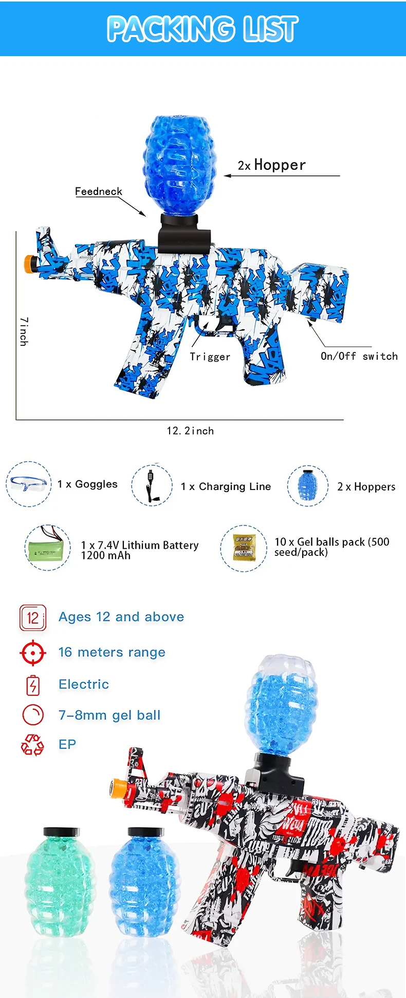 Flavour Water Uzi Jel Gel Ball Blaster Toy Gun Pistol Ammo Orbi ...