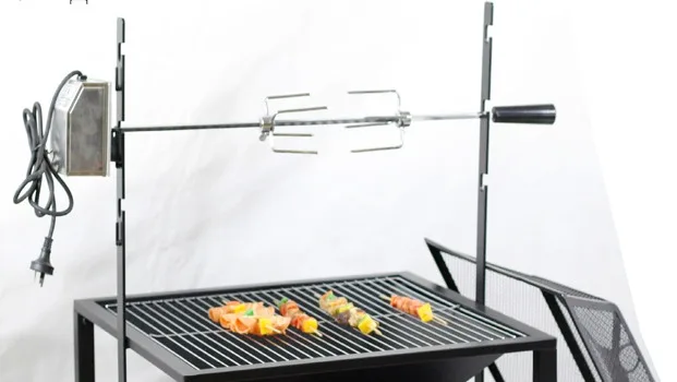 Multi-function Fire Pit With Bbq Rotisserie Kit Square Bbq Grill Wood ...