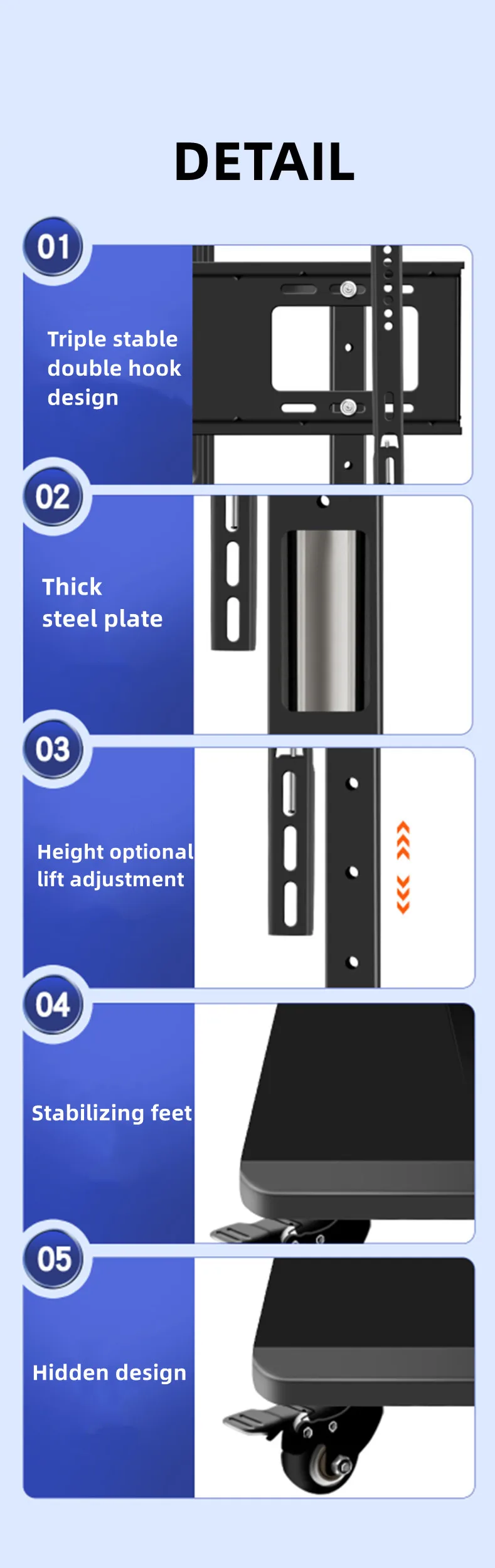 Modern Mobile Rolling Floor Tv Stand Carts Television Monitor Tv Mobile ...