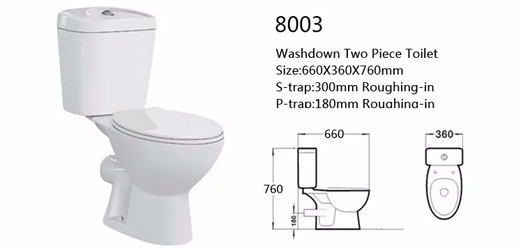 Modern Design Bathroom White Color Porcelain Two Piece Wc Toilet Bowl ...