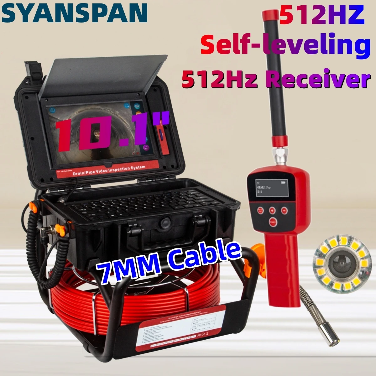 SYANSPAN Sewer Camera - 10.1" HD Touch Screen, 512hz Locator