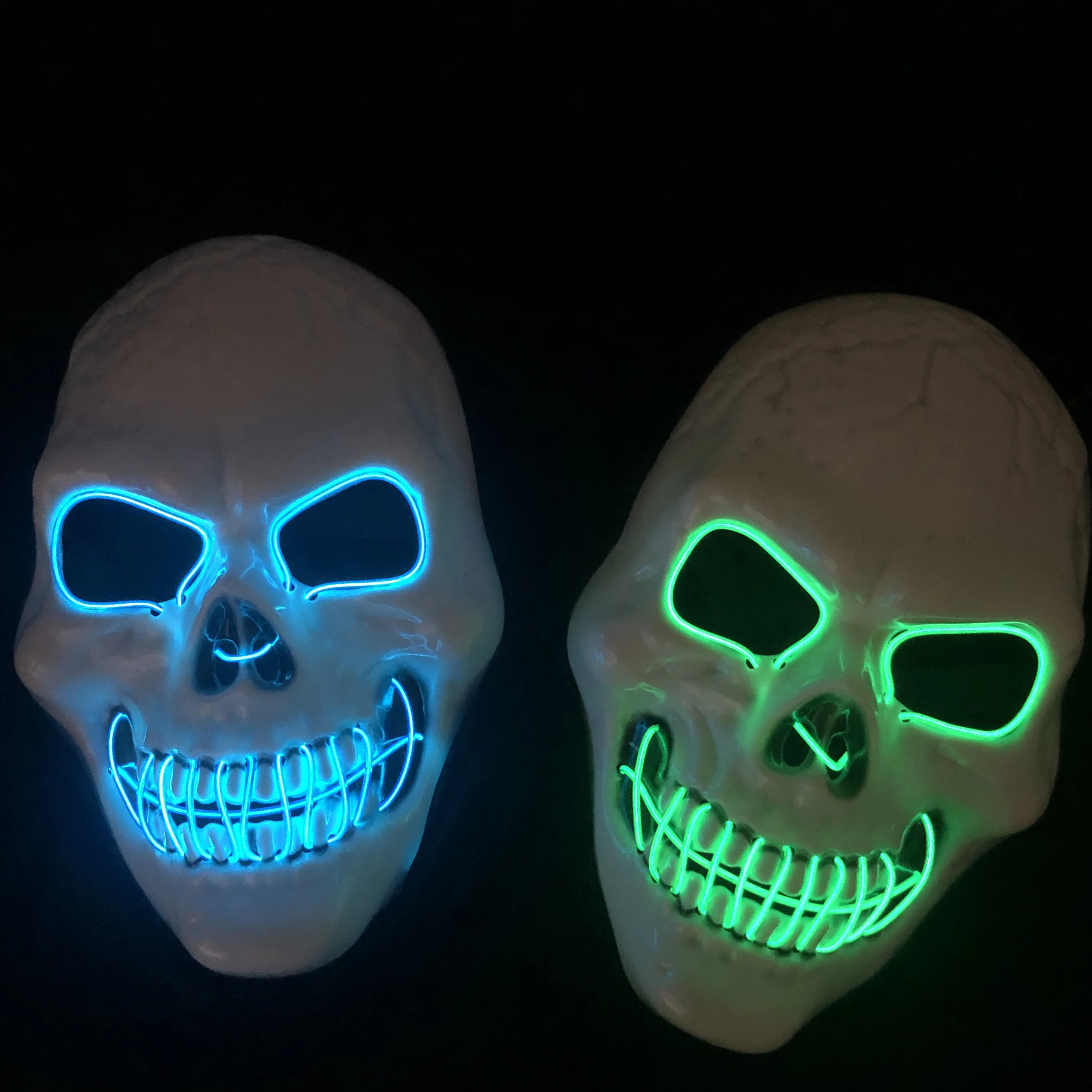 2021 Neon Custom Plastic Electronic Skull Face Masker Led Light Up ...