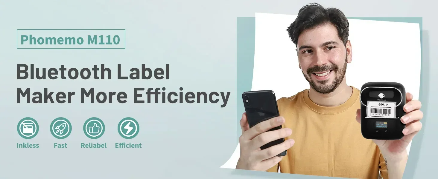 Phomemo Bluetooth Thermal Label Printer M110 Business Barcode Label ...