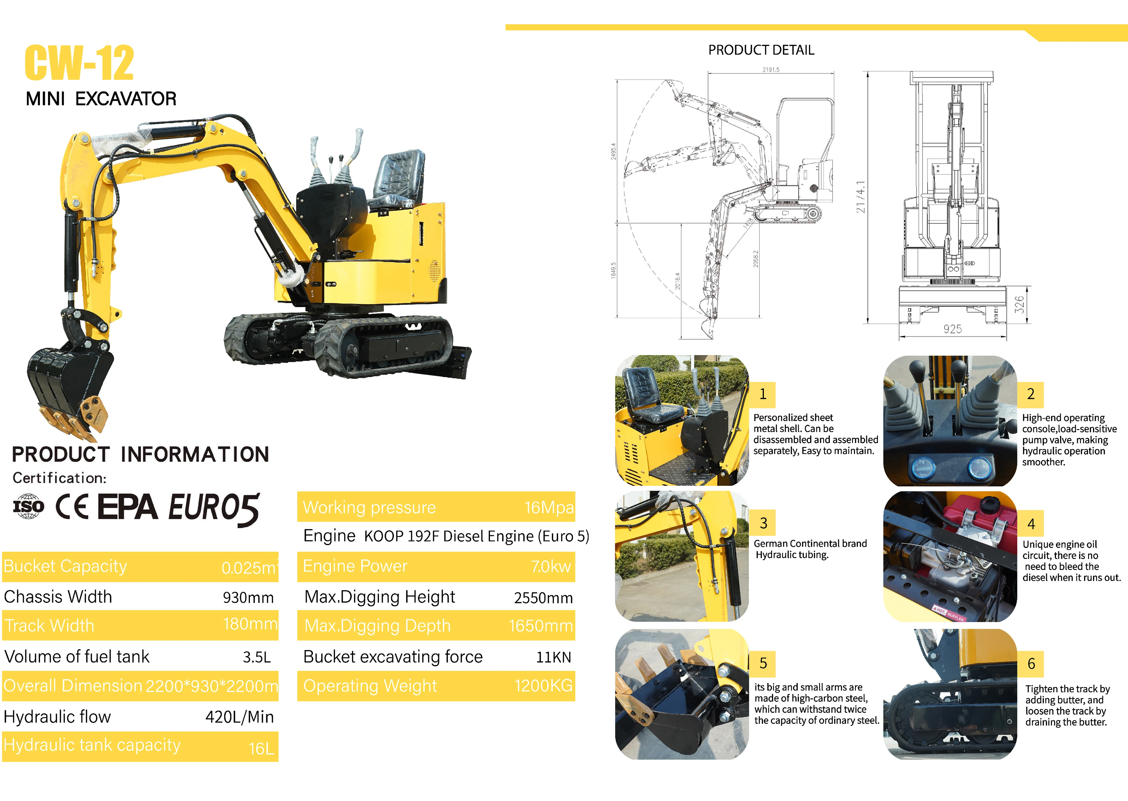 Mini Excavator 1.8 Ton - High Digging Power & Crawler Type
