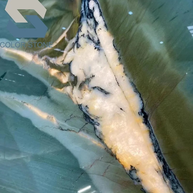 Bookmatched Translucent Green Jade Crystal Quartzite Slabs For ...