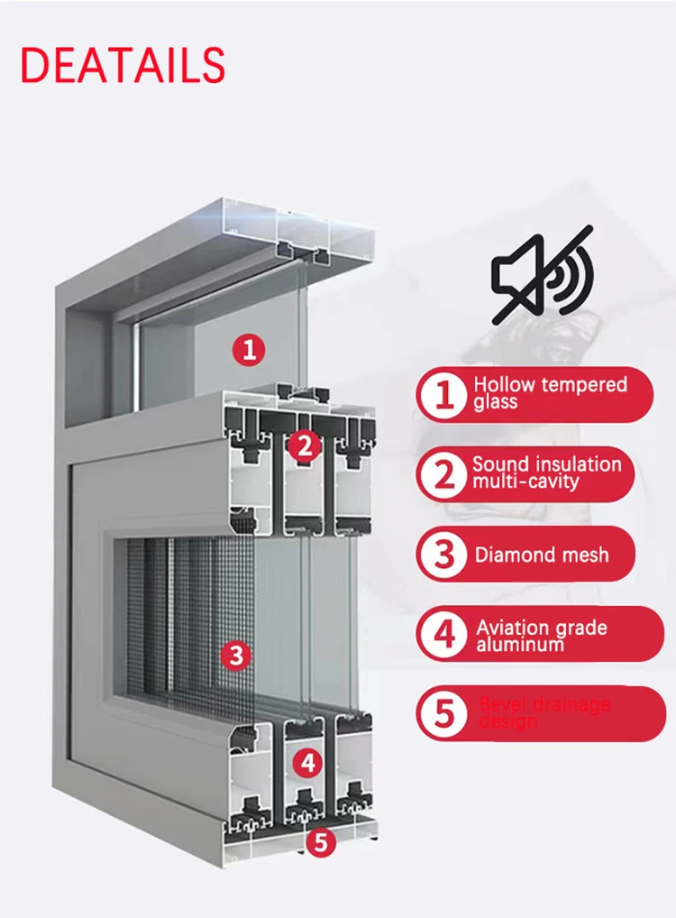 Modern Aluminium Profile Sliding Patio Door - Customizable ODM