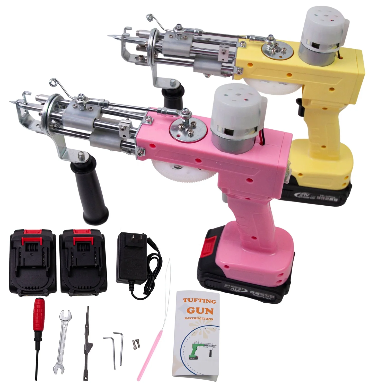Cordless Tufting Gun with 2 PCS 2.0Ah Batteries 2 in 1 Cut / Loop Pile ...