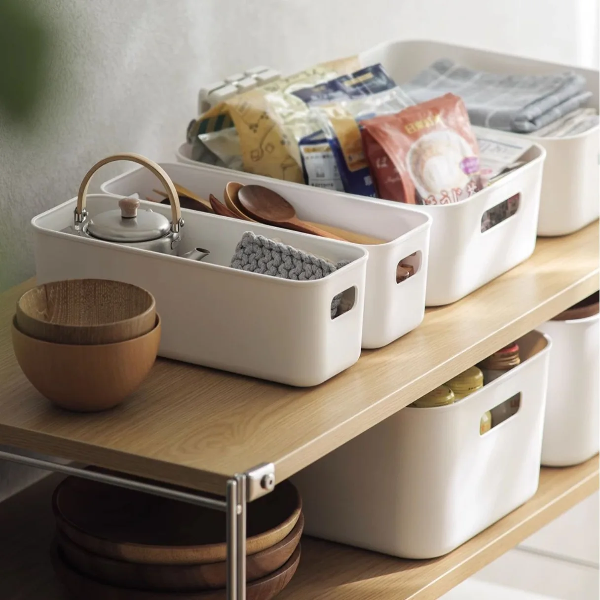 Home Plastic Storage Boxes & Bins White Plastic Storage Organizer Bins ...