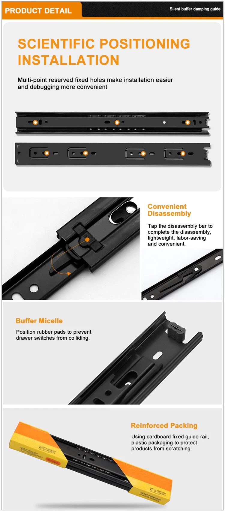 Kitchen Cabinet Telescopic Sliding Guide Rail Drawer Hardware