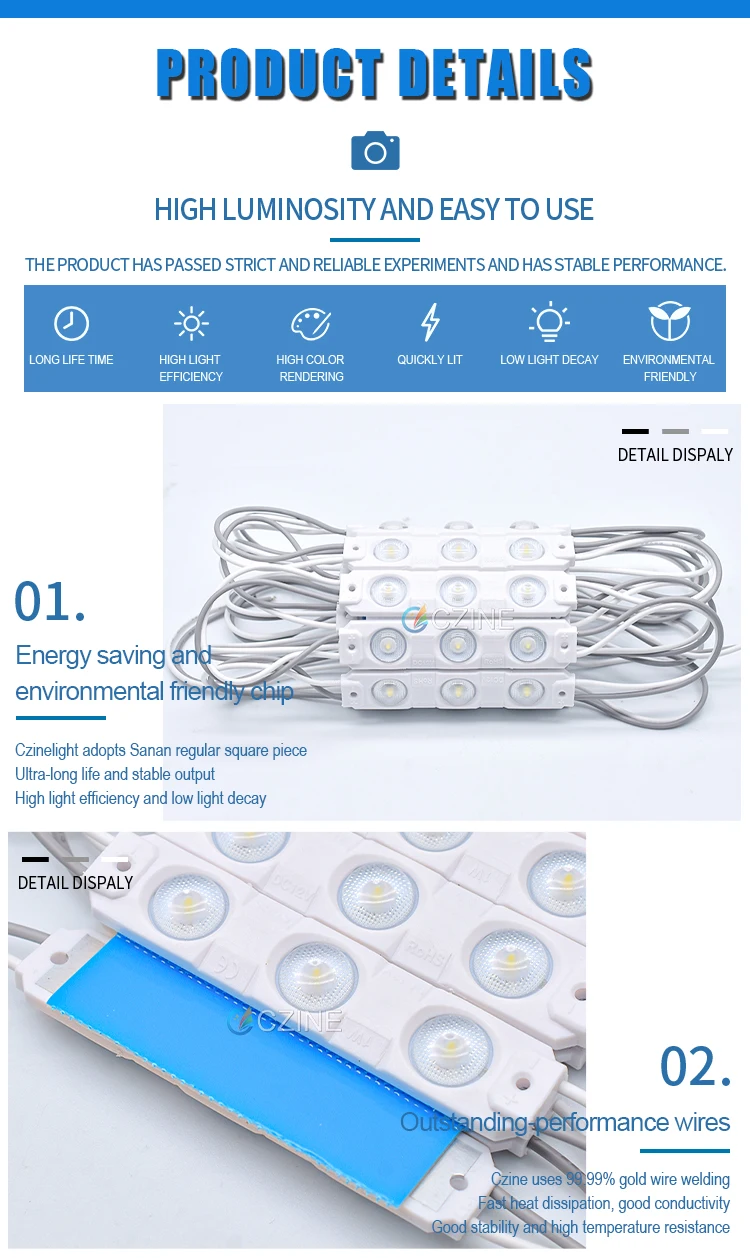 12V 1W 3 Led Module Modulo Led 2835 3000K 4000K 5000K 6500K 9000K 11000K for Advertisement ...