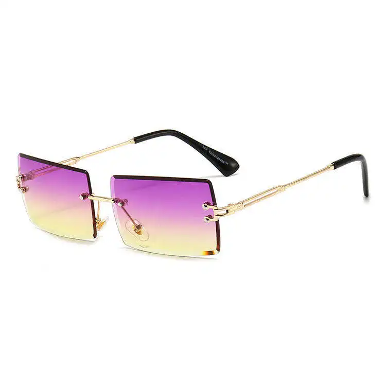 Metal Frame Transparent Rimless Square Frameless Sun Glasses Vintage ...