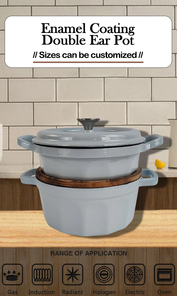 Enamel Soup Non-stick Pot Household Enamel Coating Cast Iron Thickened ...