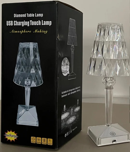 Usb Crystal Table Lamp Acrylic Desk Decor Atmosphere Lamp Led Bedside ...