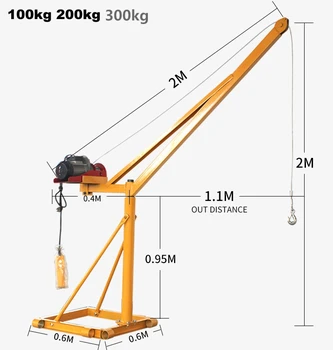 200kg 300kg 500kg 800kg 1000kg Hand Operation Mini Crane Portable Small Lift Floor Crane With ...