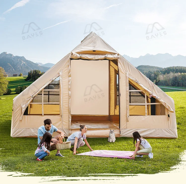 Custom Camping Air Dome Pump Inflatable Canvas Cabin Tent Inflatable ...