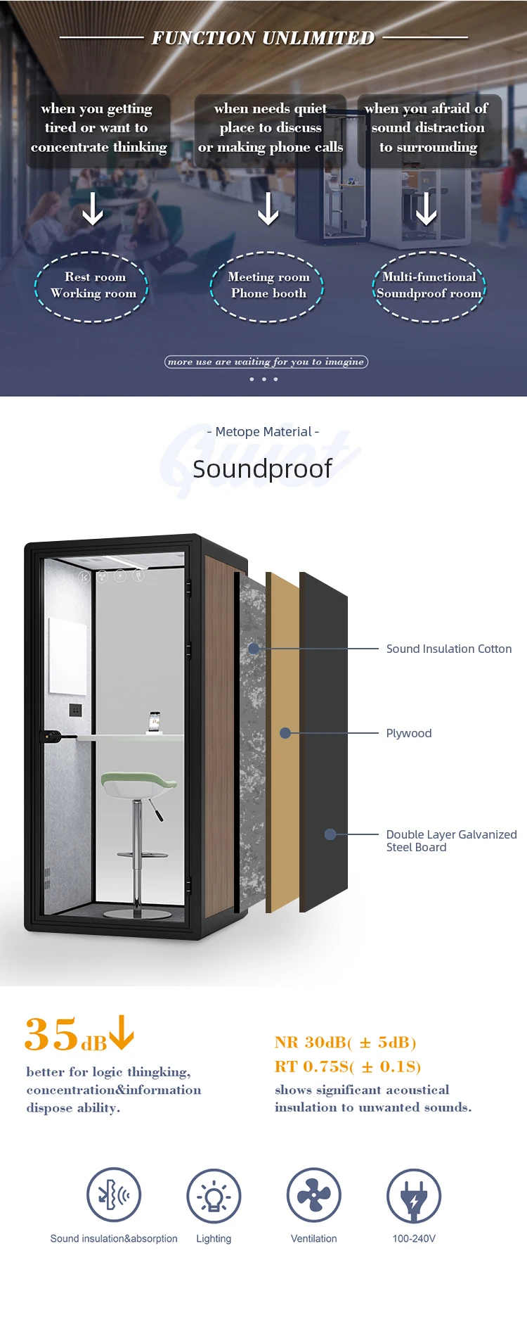 Prefabricated Office Pod Vocal Booth Soundproof Office Music Studio For ...
