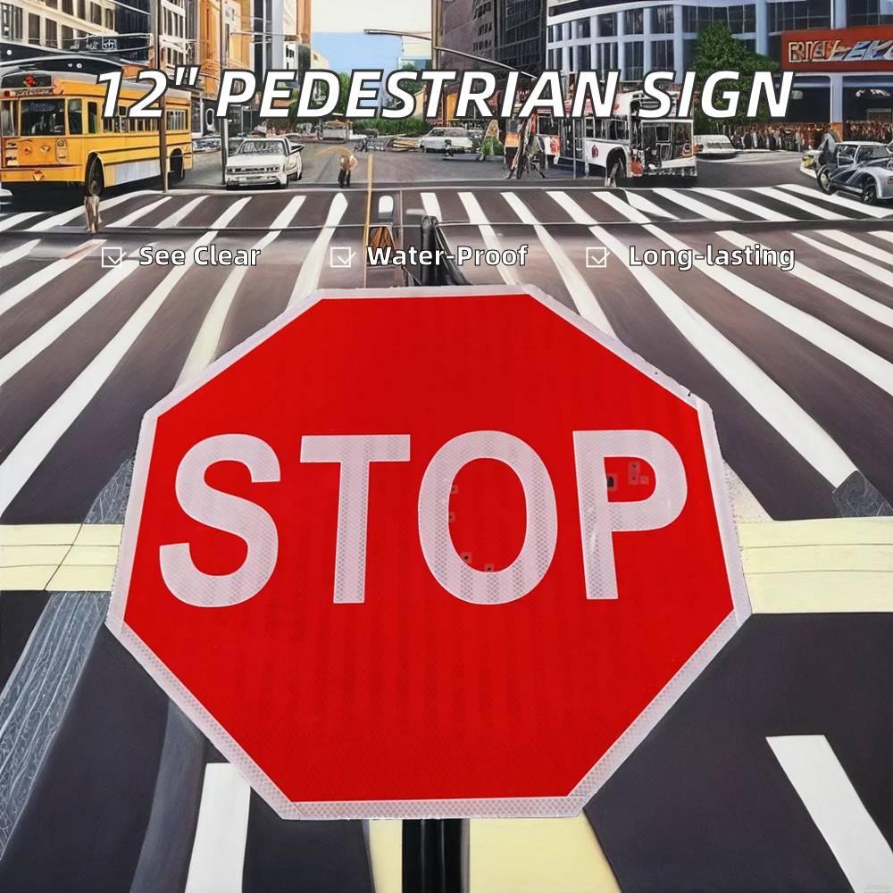 12 X 12 Inch Retro Reflective Pedestrian Traffic Safety Sign Custom ...