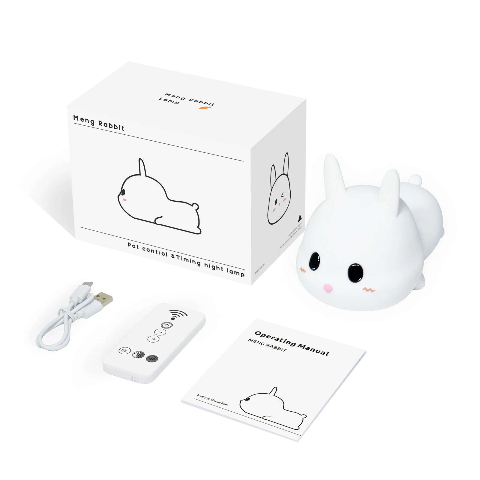 Rechargeable Led Soft Silicone Kids Adults Bedroom Rabbit Lamp Bunny ...