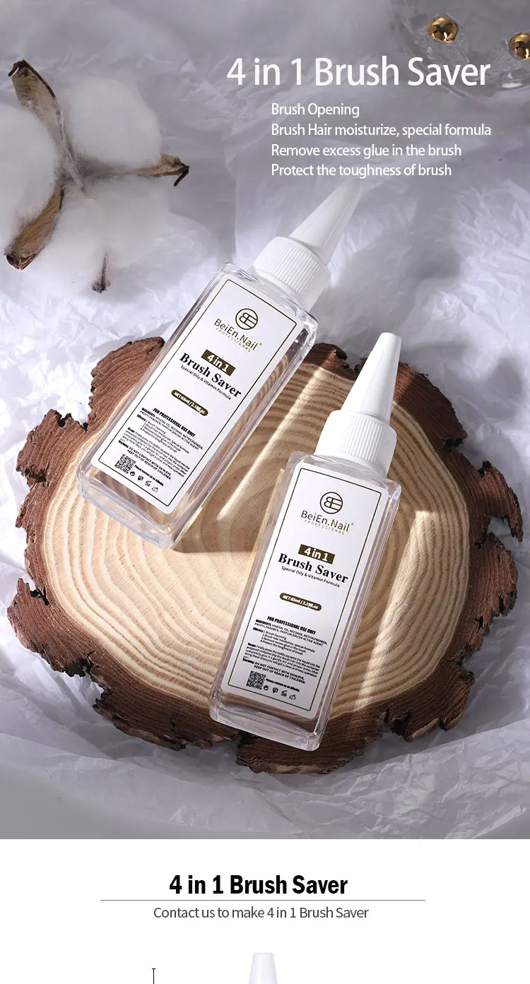 Customizable Label Logo 4-in-1 UV Gel Nail Polish Brush Saver Residual ...