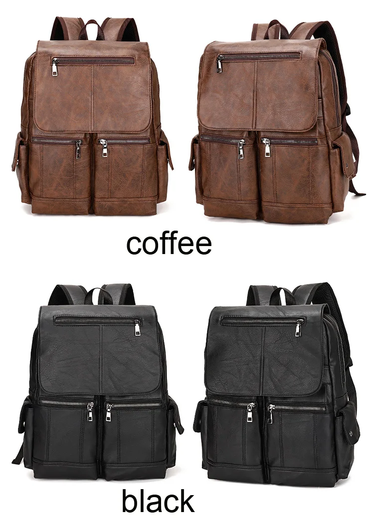 Custom Logo College School Pu Rucksack Men Waterproof Bag