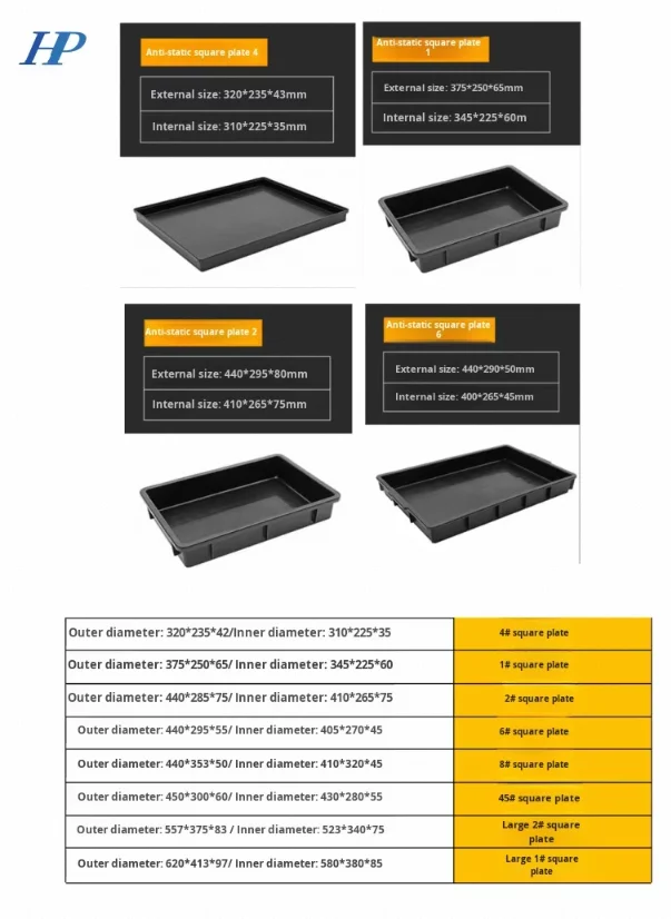 Antistatic HDPE Shallow Plate ESD Tray PCB Divided Tray ESD Turnover ...